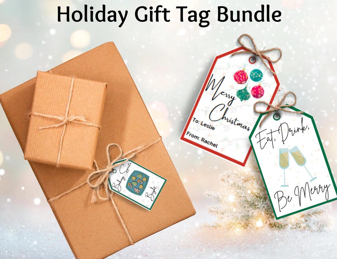 Holiday Gift Tag Bundle Canva Template, Printable Editable Template ...