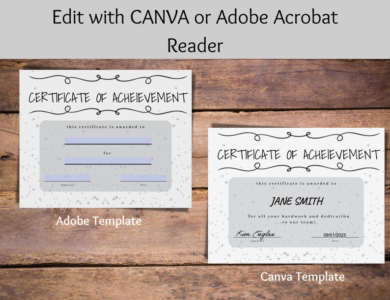 Award Certificate Canva Template Printable Editable - Etsy