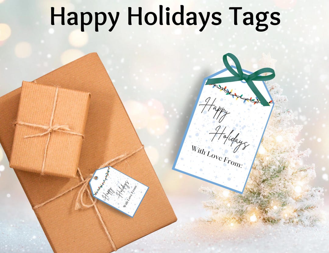 Editable Happy Holidays Gift Tags Canva Template, Printable Editable ...