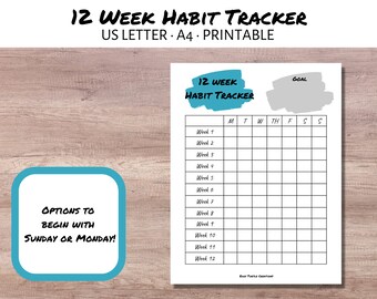 12 Week Habit Tracker - Etsy