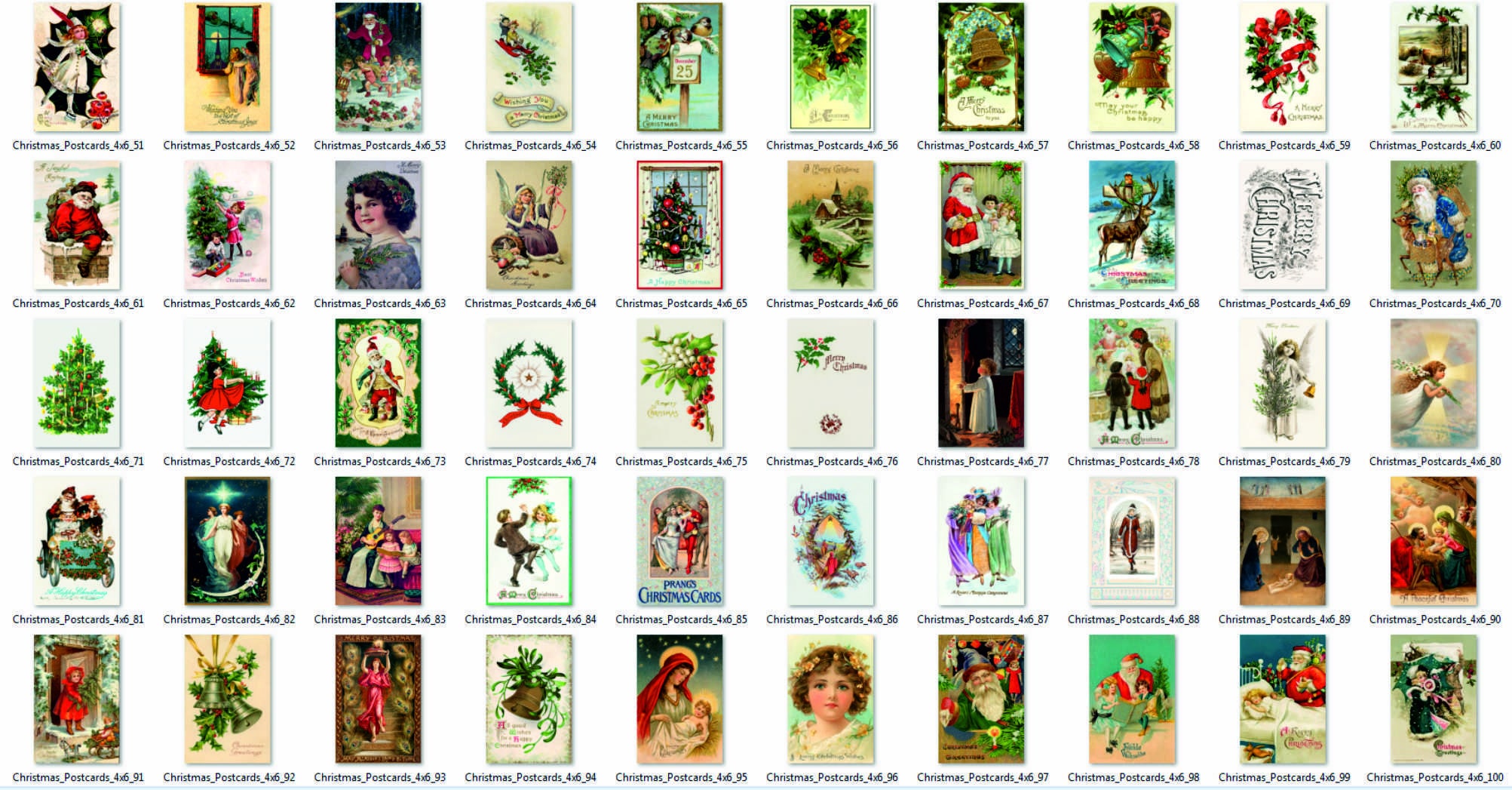 100 Printable Vintage Christmas Postcards, Christmas Holiday Postcard ...