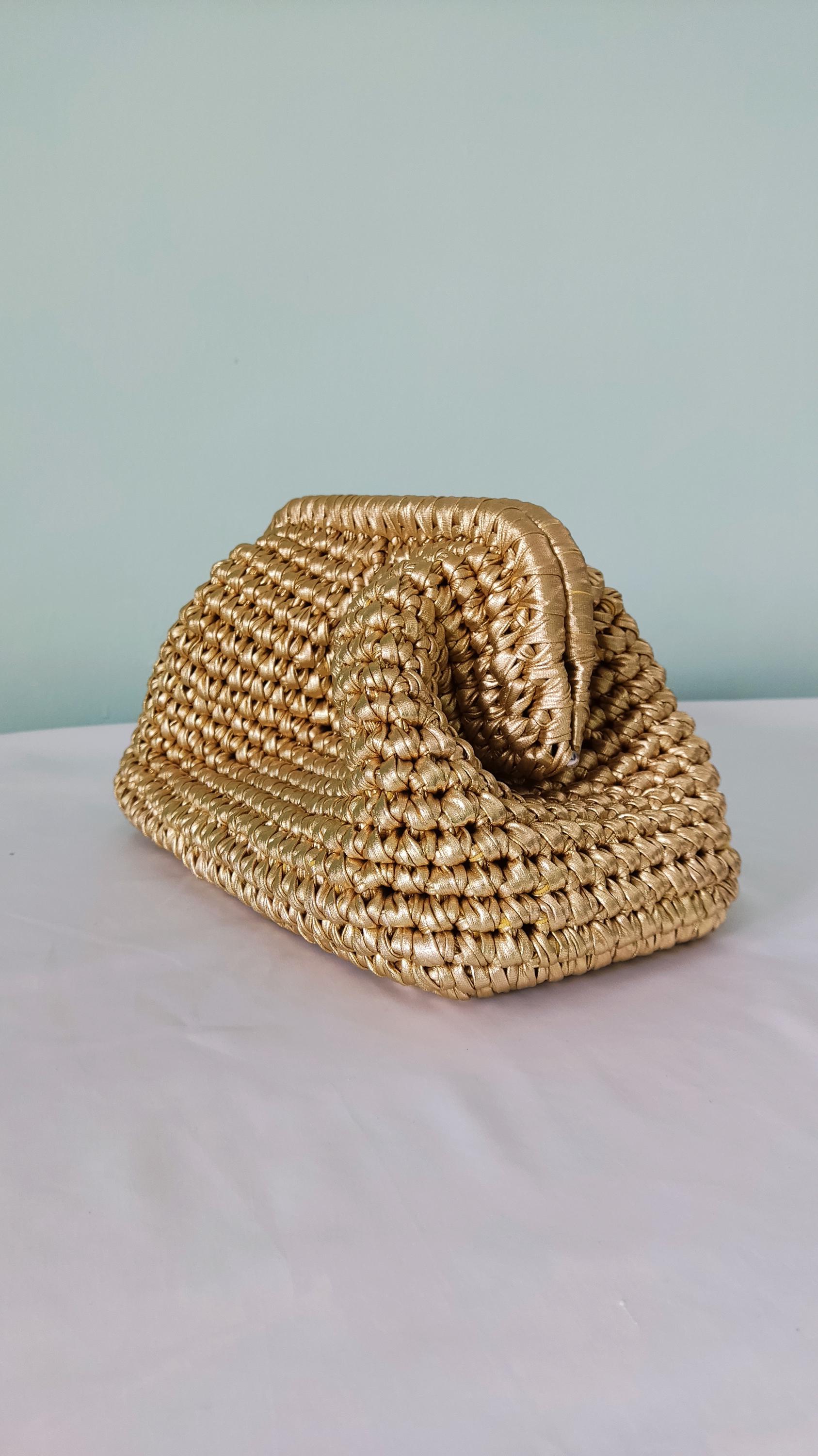 Elegant Metallic Gold Clutch Purse, Handcrafted Evening Bag, Perfect ...