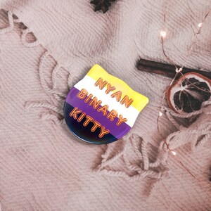 Trans + Nonbinary Pride Cat Pin Badges - Etsy