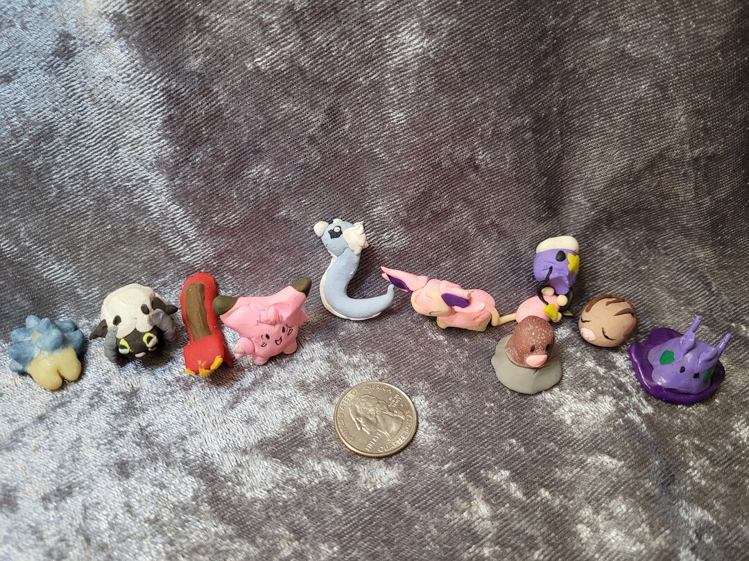Pokemon Polymer Clay Miniature Figurines Snom Wooloo Goomy and - Etsy