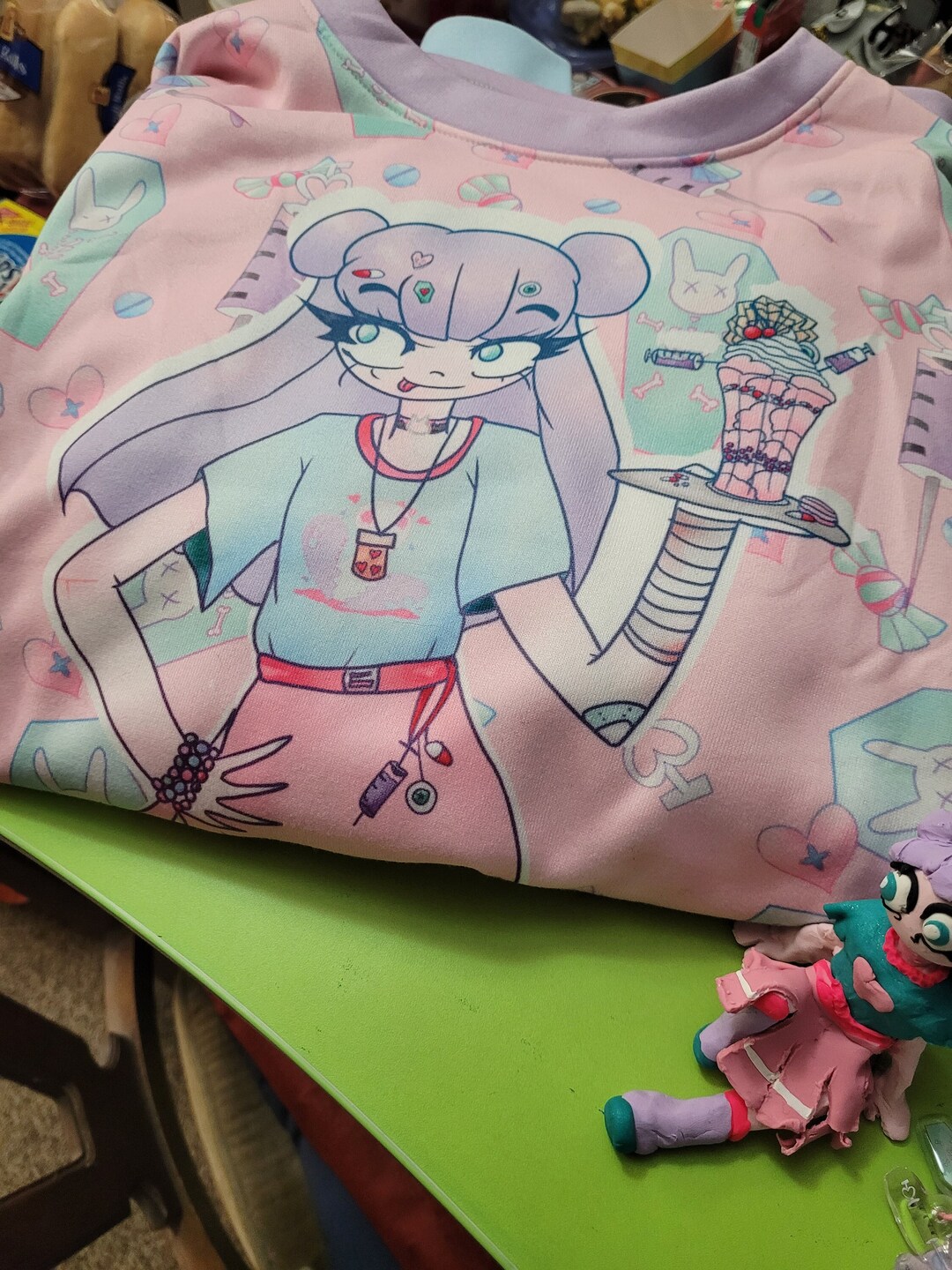 Menhera Girl on All Over Pattern Sweatshirt - Etsy