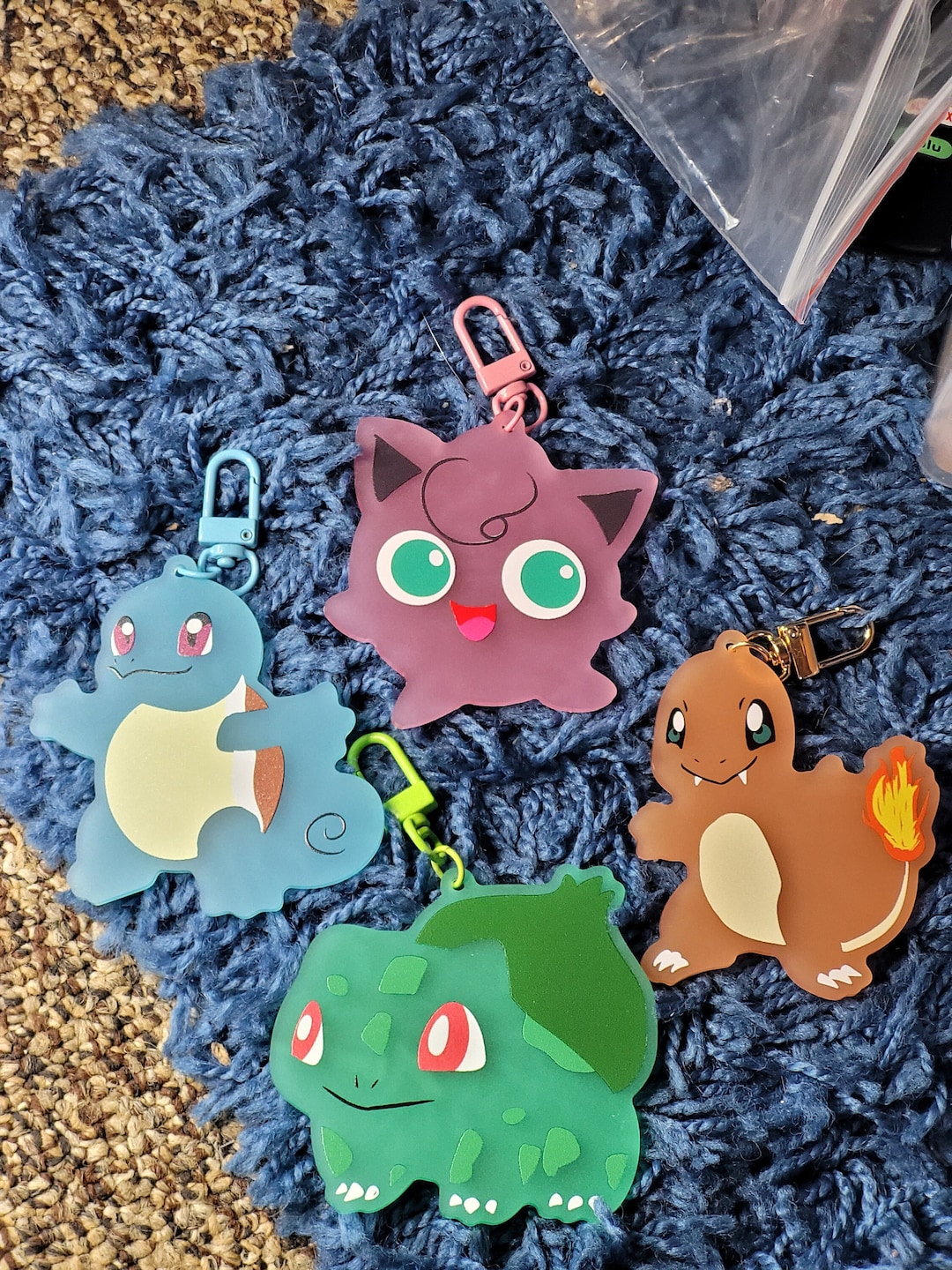Gen 1 Pokemon Frosted Acrylic Keychains- Starters + Jigglypuff - Etsy