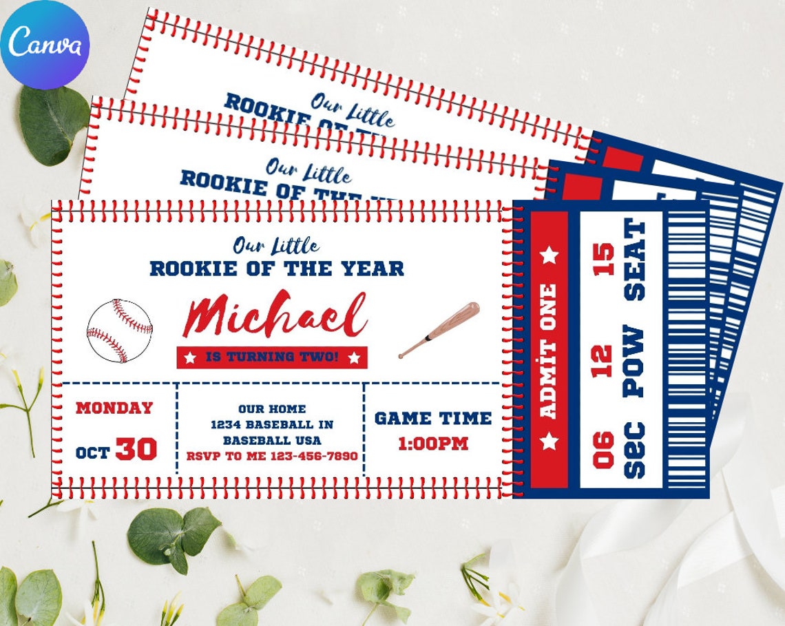 Baseball Ticket Birthday Invitation, Sports Ticket Style Party Invite ...