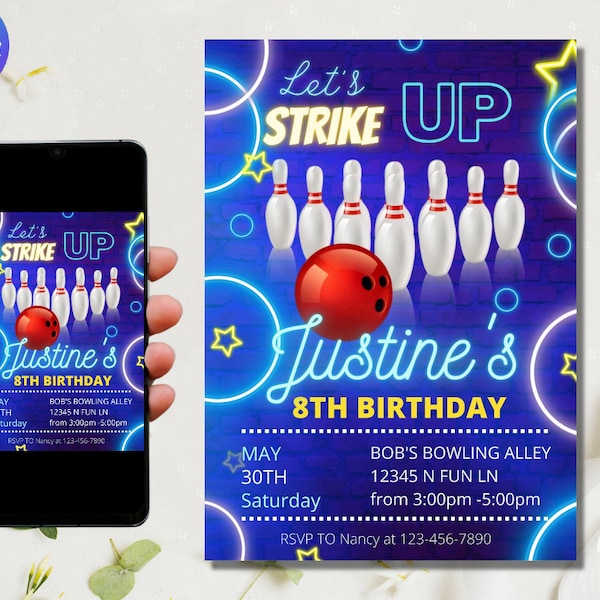 Lets Strike up Some Fun Bowling Invitation - Etsy