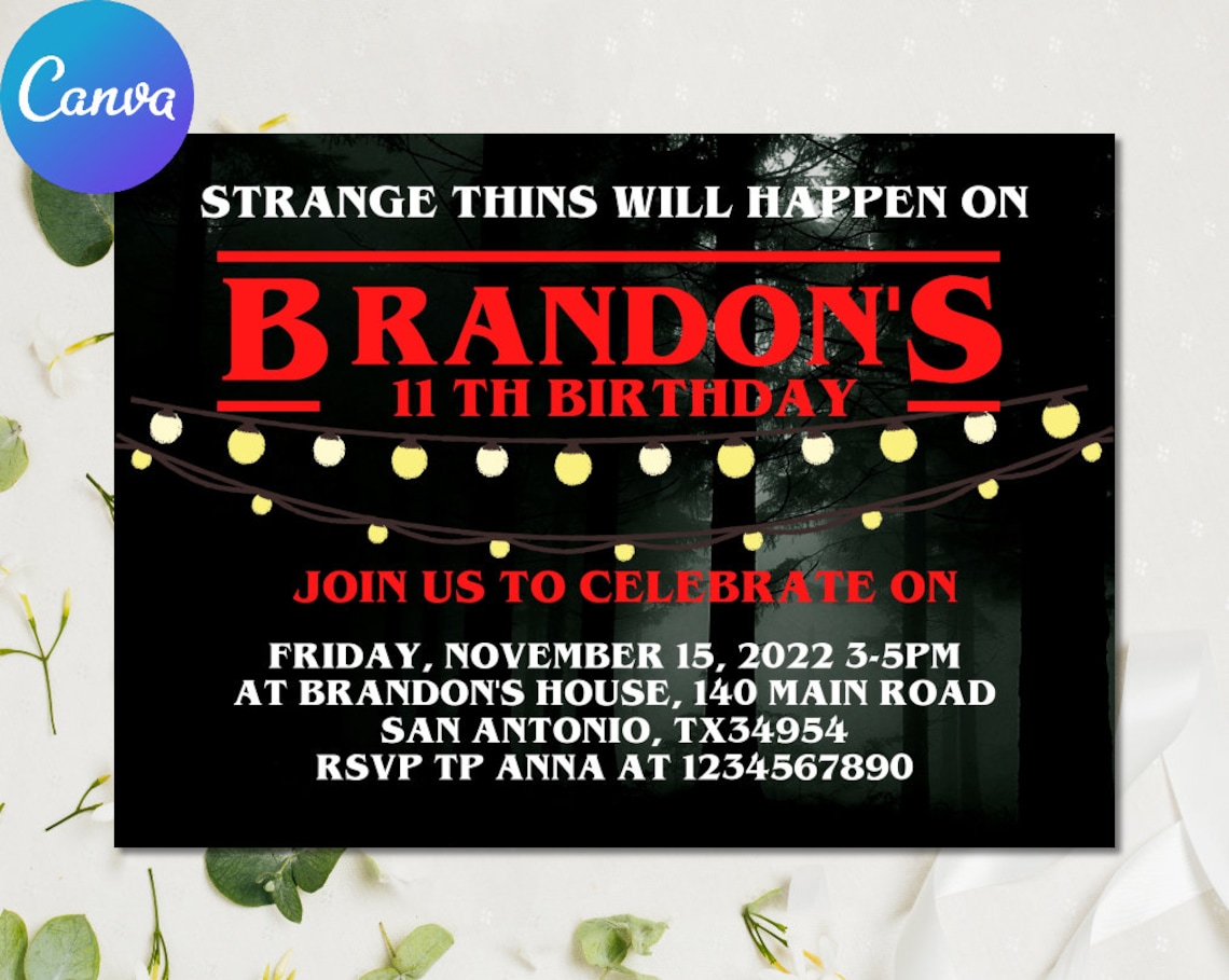 Stranger Kids Birthday Invitation Stranger Invite - Etsy