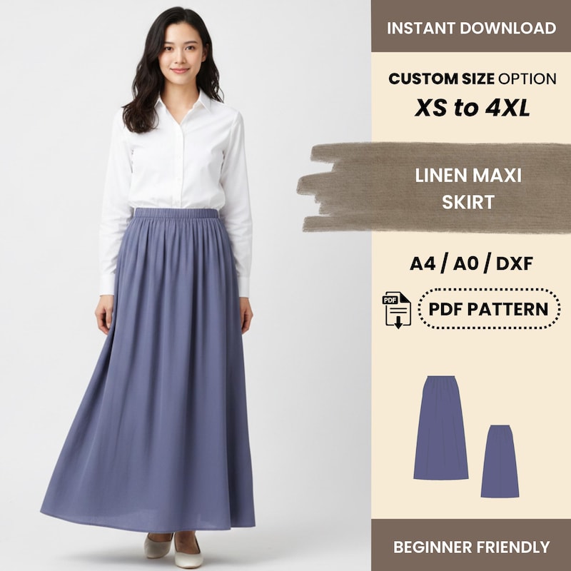 Linen Maxi Skirt - Etsy