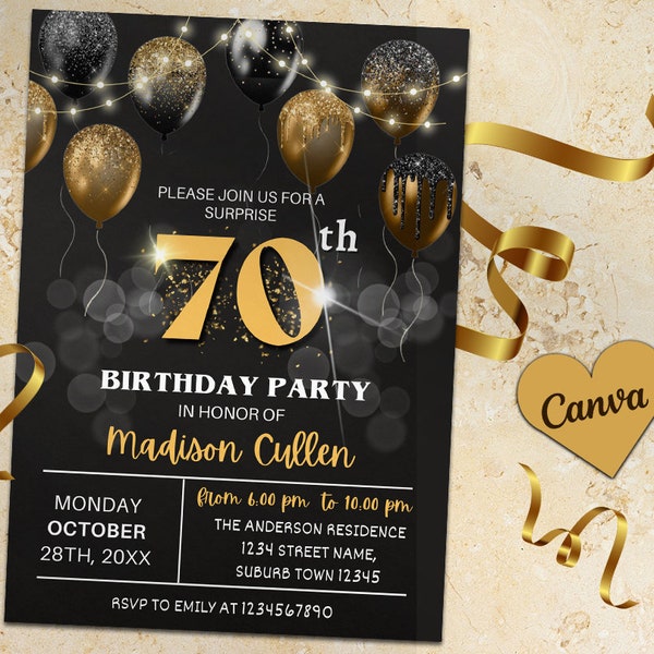 70th Birthday Invitation Digital - Etsy
