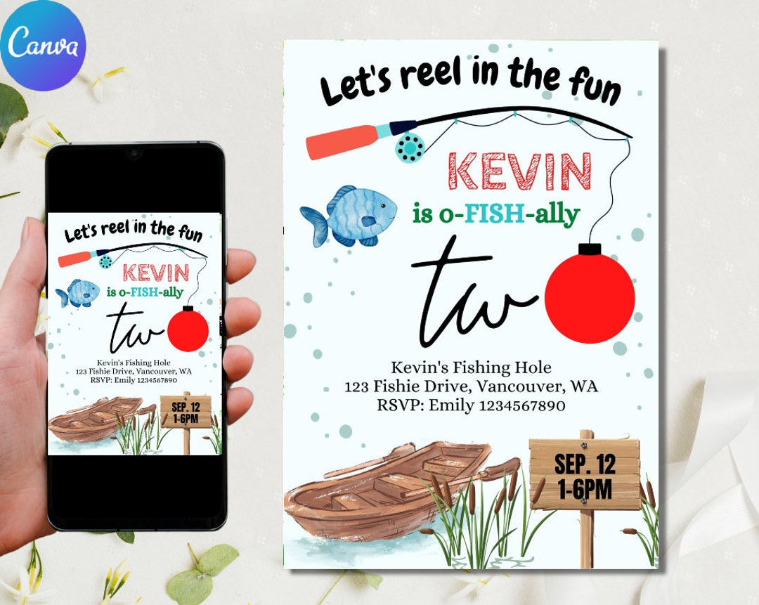 Fishing Birthday Invitation Fish Invite Digital or Printed Invites ...