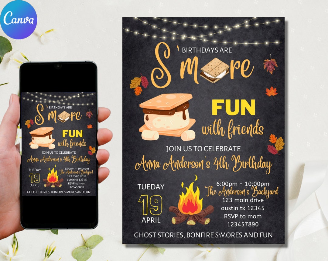 Birthdays Are S'more Fun Invitation | S'mores Fall Party Invitation ...