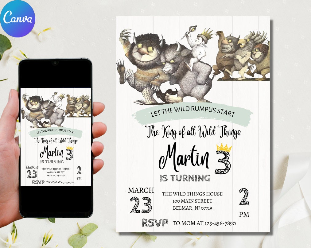 Where the Wild Things Are Birthday Party Invitation Jungle - Etsy
