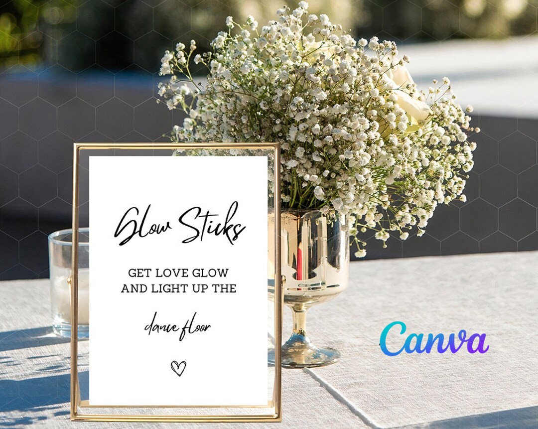 Glow Stick Sign Template Minimalist Wedding Send off Sign Wedding Glow ...