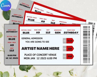 Concert Ticket Printable Canva - Etsy