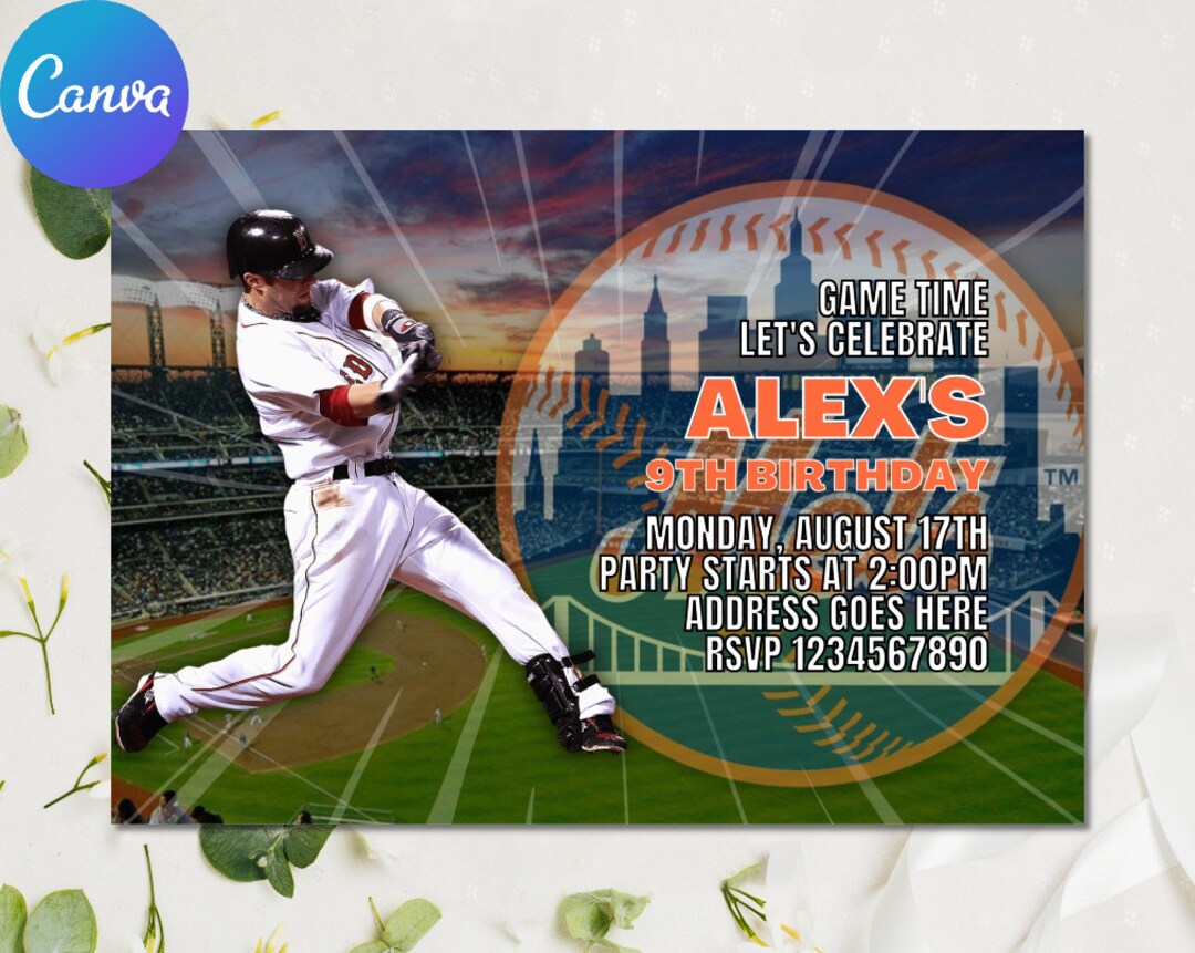 New York Mets Birthday Party Invitation Baseball Birthday - Etsy