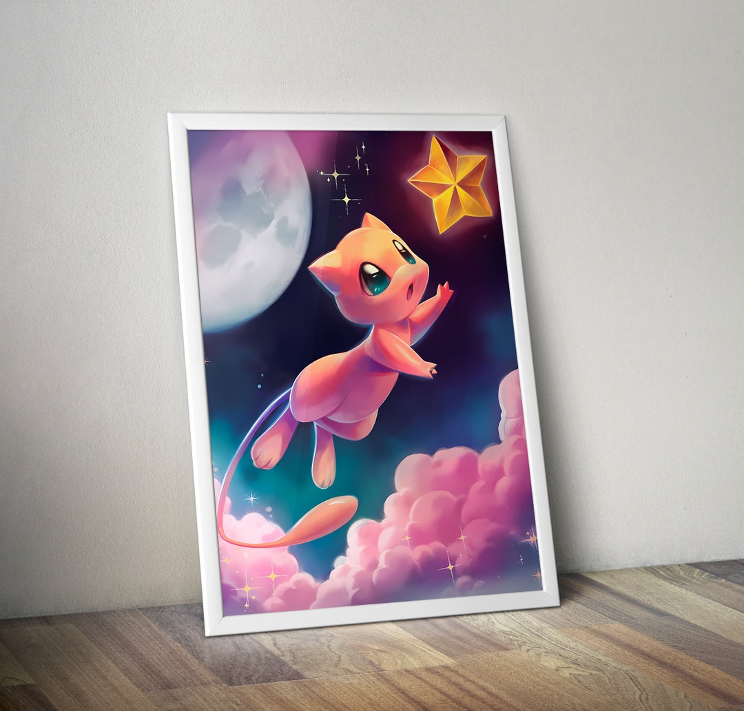 Mew and Star | Pokemon Poster | Pokemon Game | Gaming Poster | HD Color ...