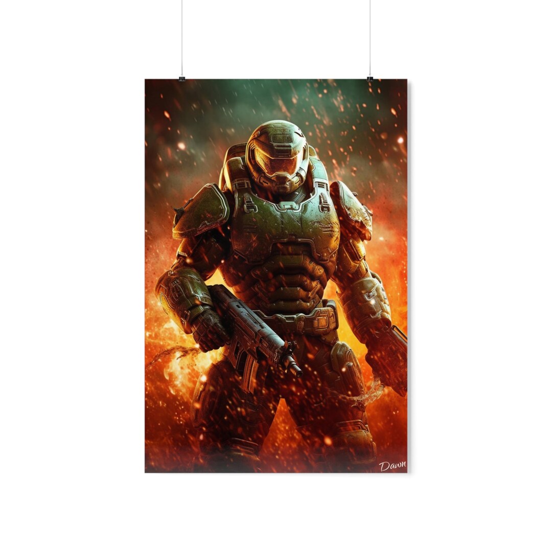 Doomguy | Doom | Gaming Poster | HD Color | Game Poster | Wall Poster ...