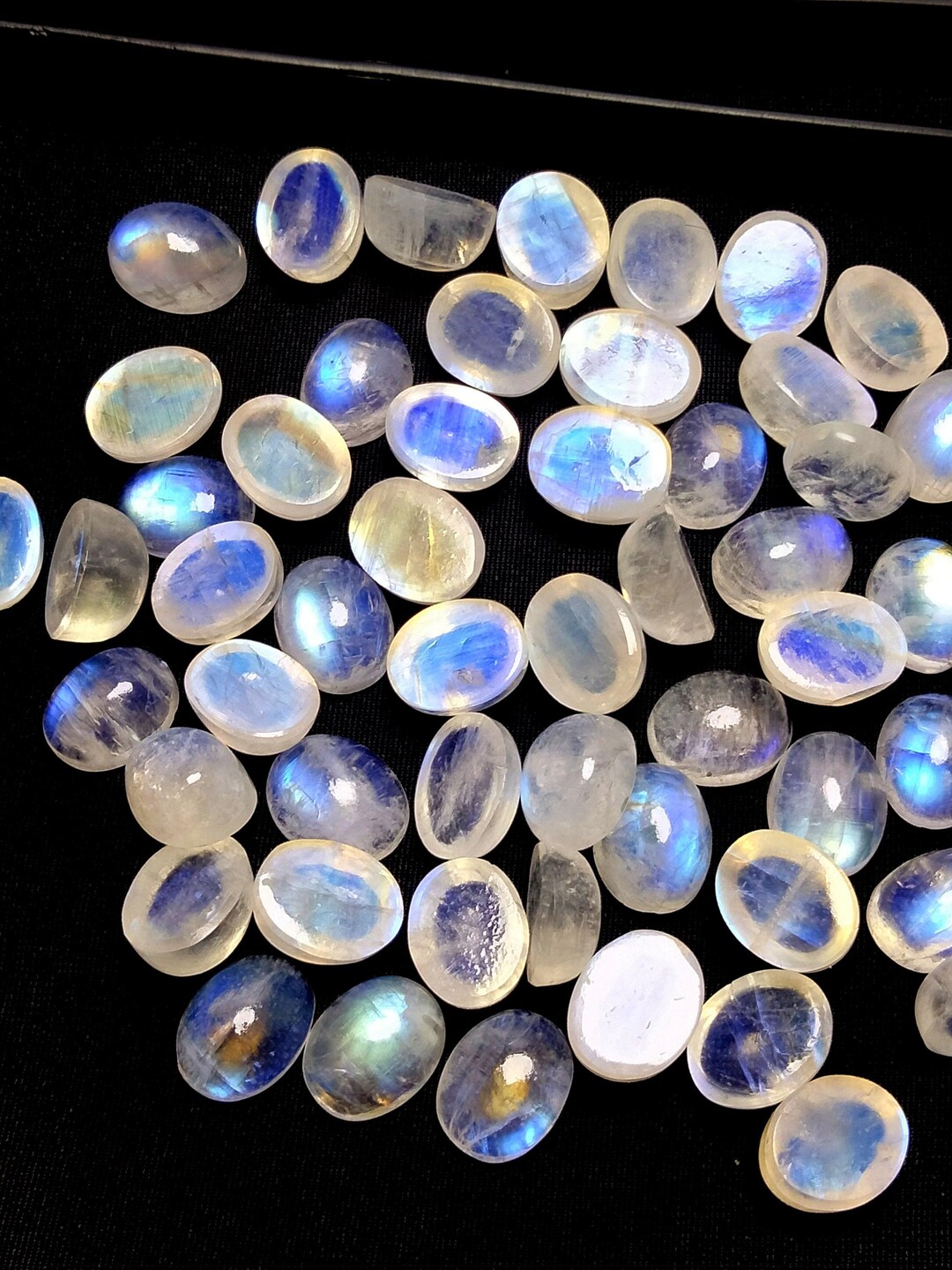 Blue Flash Oval Moonstone Cabochon, 8x10mm Gemstone - Etsy
