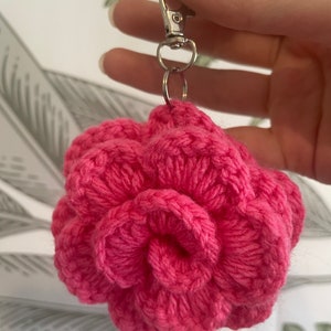 Rose Keychain | Crochet Flower | Decor | Purse and Backpack Charm ...