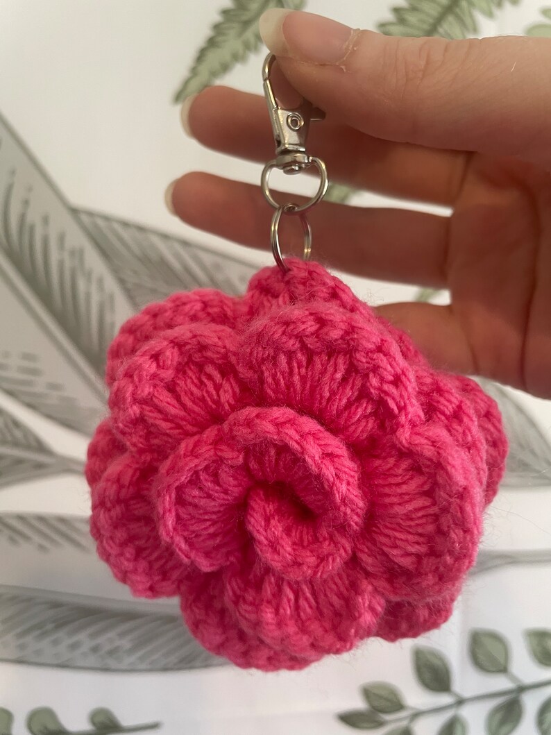 Rose Keychain | Crochet Flower | Decor | Purse and Backpack Charm ...