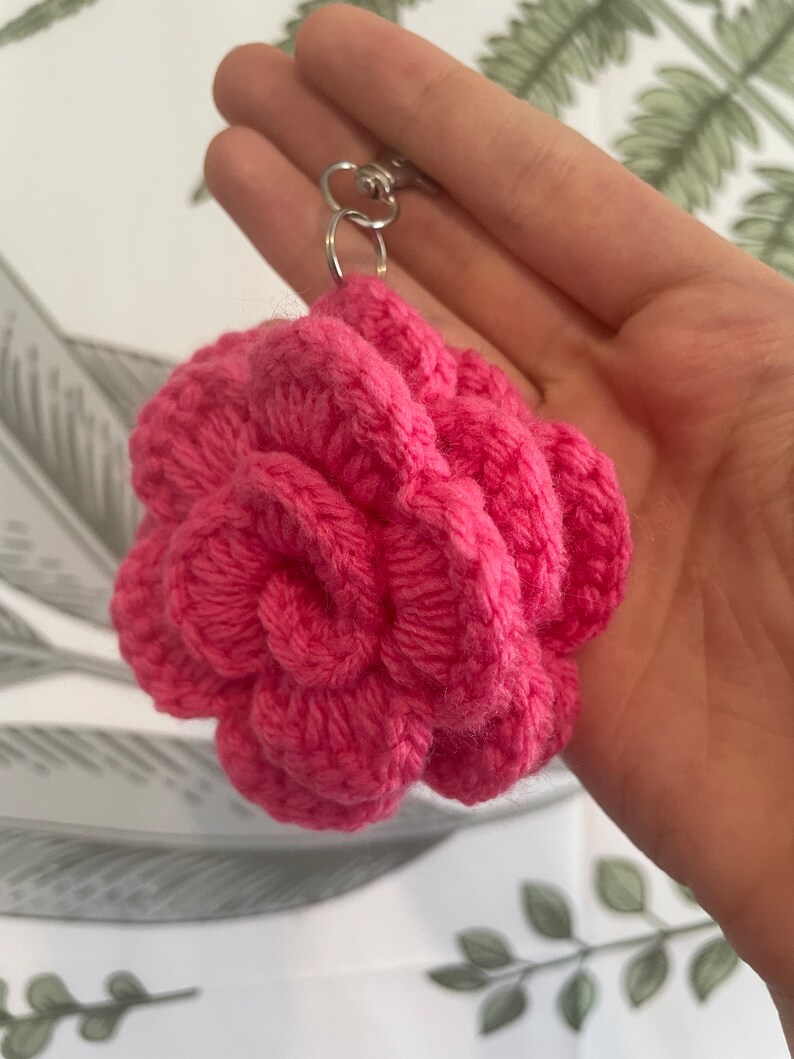 Rose Keychain | Crochet Flower | Decor | Purse and Backpack Charm ...