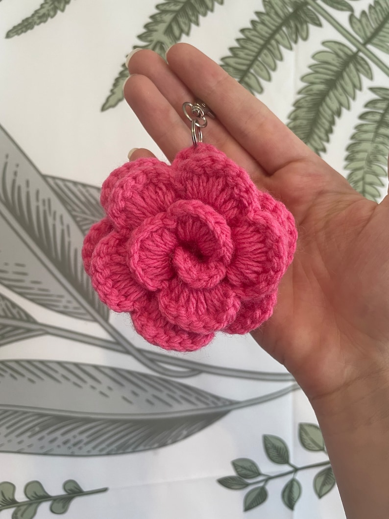 Rose Keychain | Crochet Flower | Decor | Purse and Backpack Charm ...