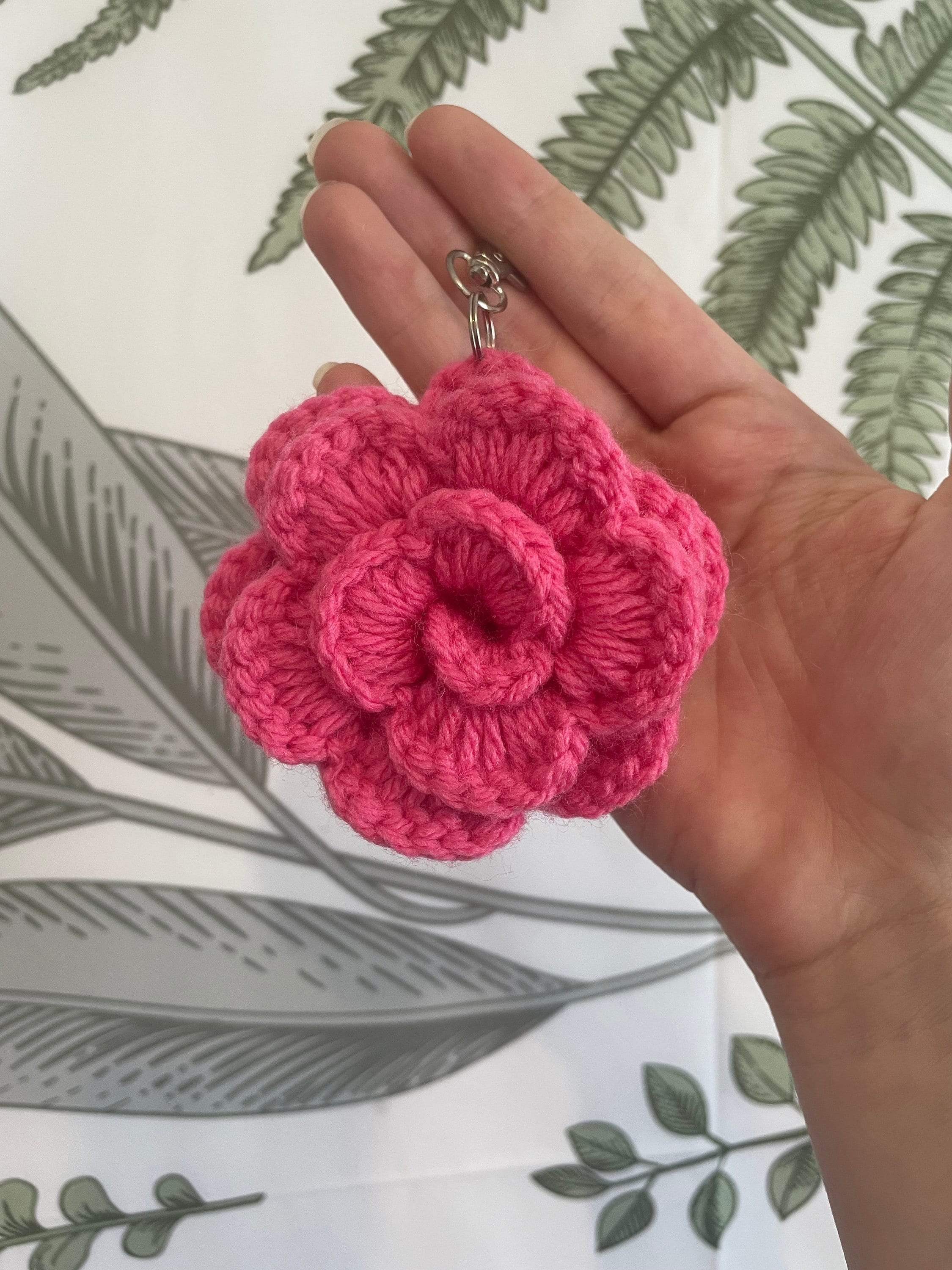 Rose Keychain | Crochet Flower | Decor | Purse and Backpack Charm ...