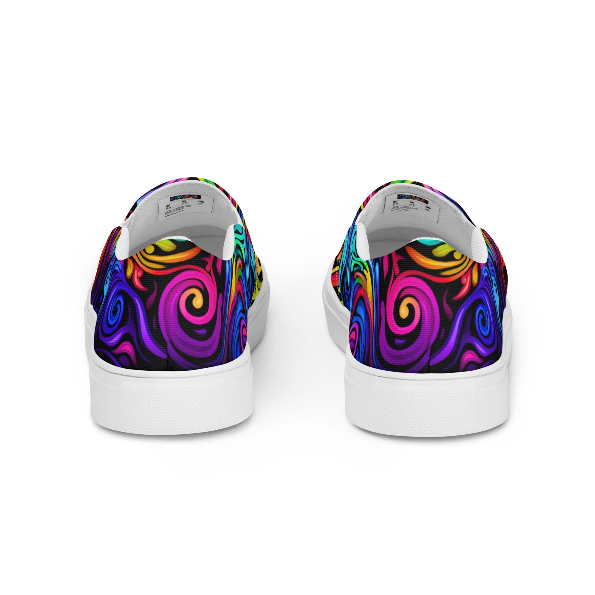Men’s Slip-on Shoes Trippy Vibrant Colorful Psychedelic Wavy - Etsy