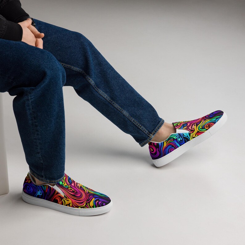 Men’s Slip-on Shoes Trippy Vibrant Colorful Psychedelic Wavy - Etsy