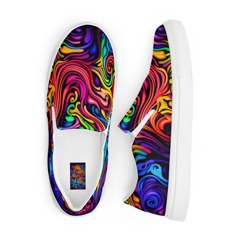 Men’s Slip-on Shoes Trippy Vibrant Colorful Psychedelic Wavy - Etsy