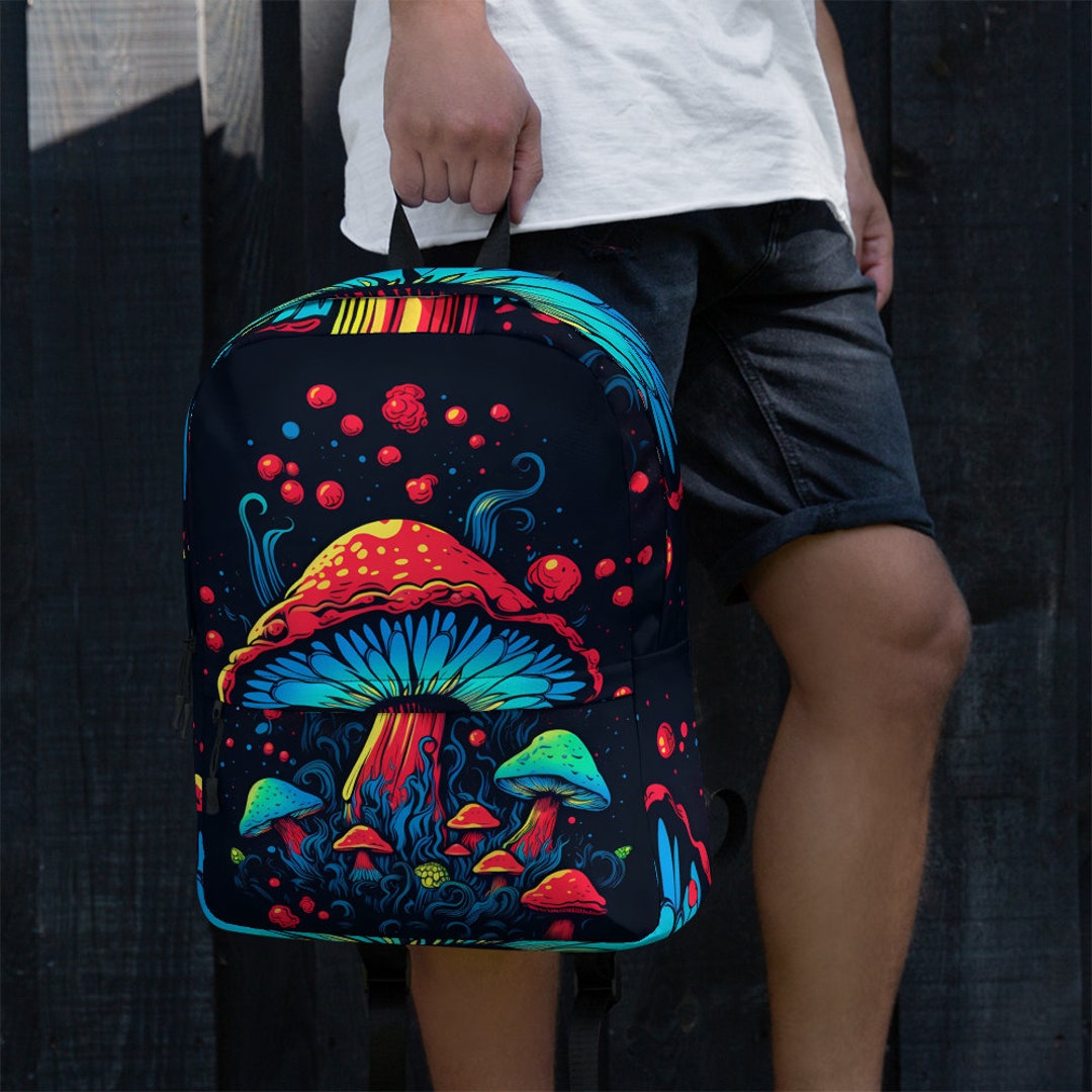 Trippy Iridescent Psychedelic Unique Mushroom Backpack - Etsy