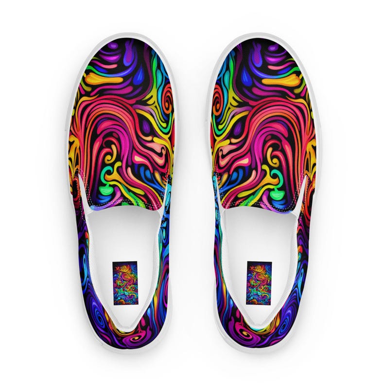 Men’s Slip-on Shoes Trippy Vibrant Colorful Psychedelic Wavy - Etsy