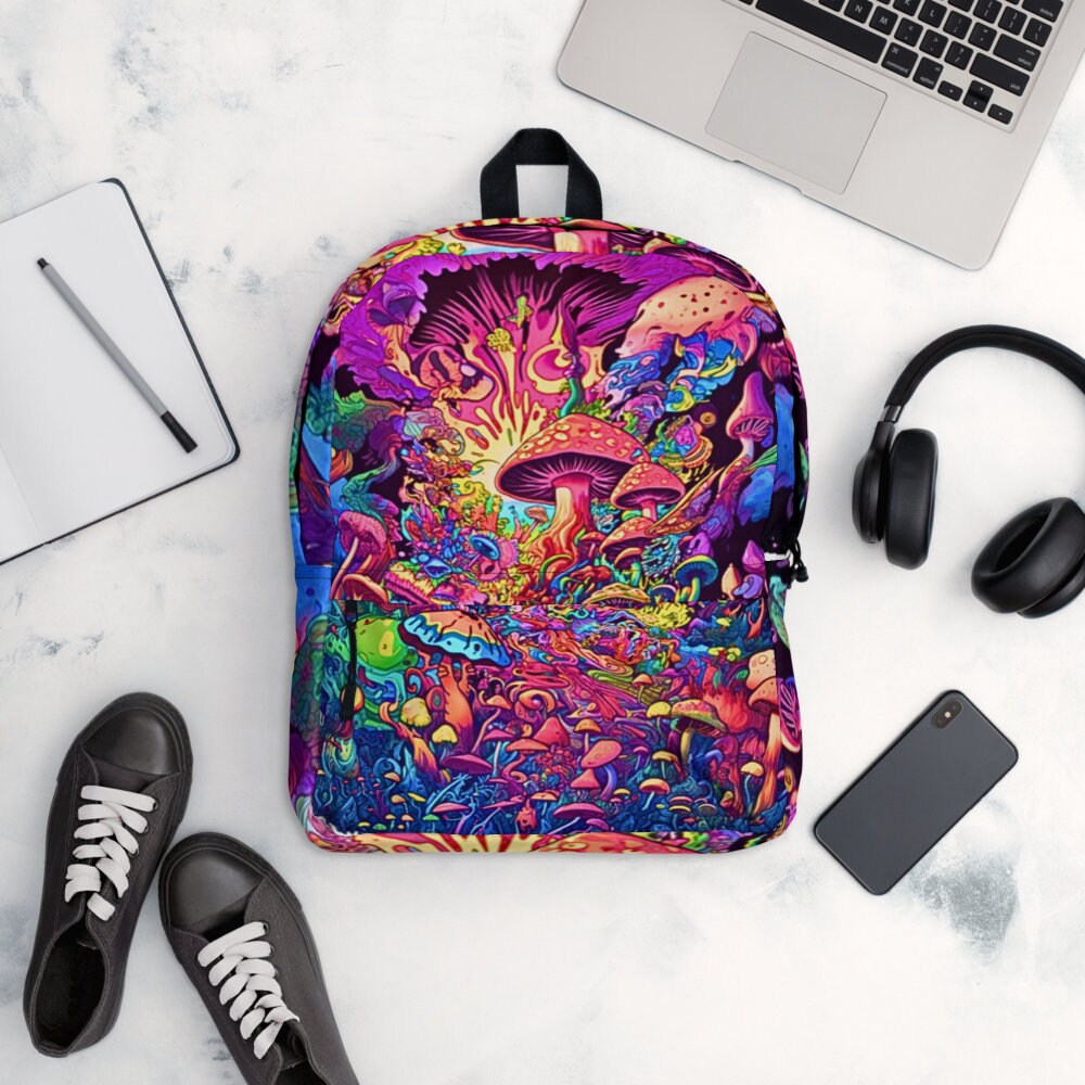 Psychedelic Trippy Mushroom Vibrant Colorful Backpack - Etsy