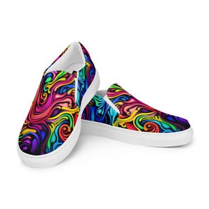 Men’s Slip-on Shoes Trippy Vibrant Colorful Psychedelic Wavy - Etsy