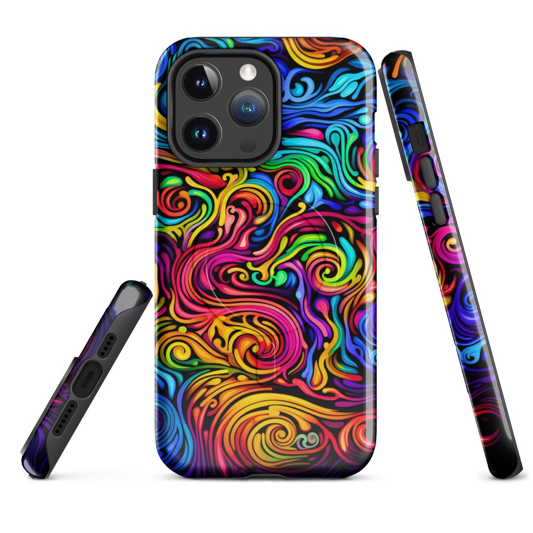 Wavy Blue, Yellow, and Red Psychedelic Vibrant Colored Phone Case - Etsy