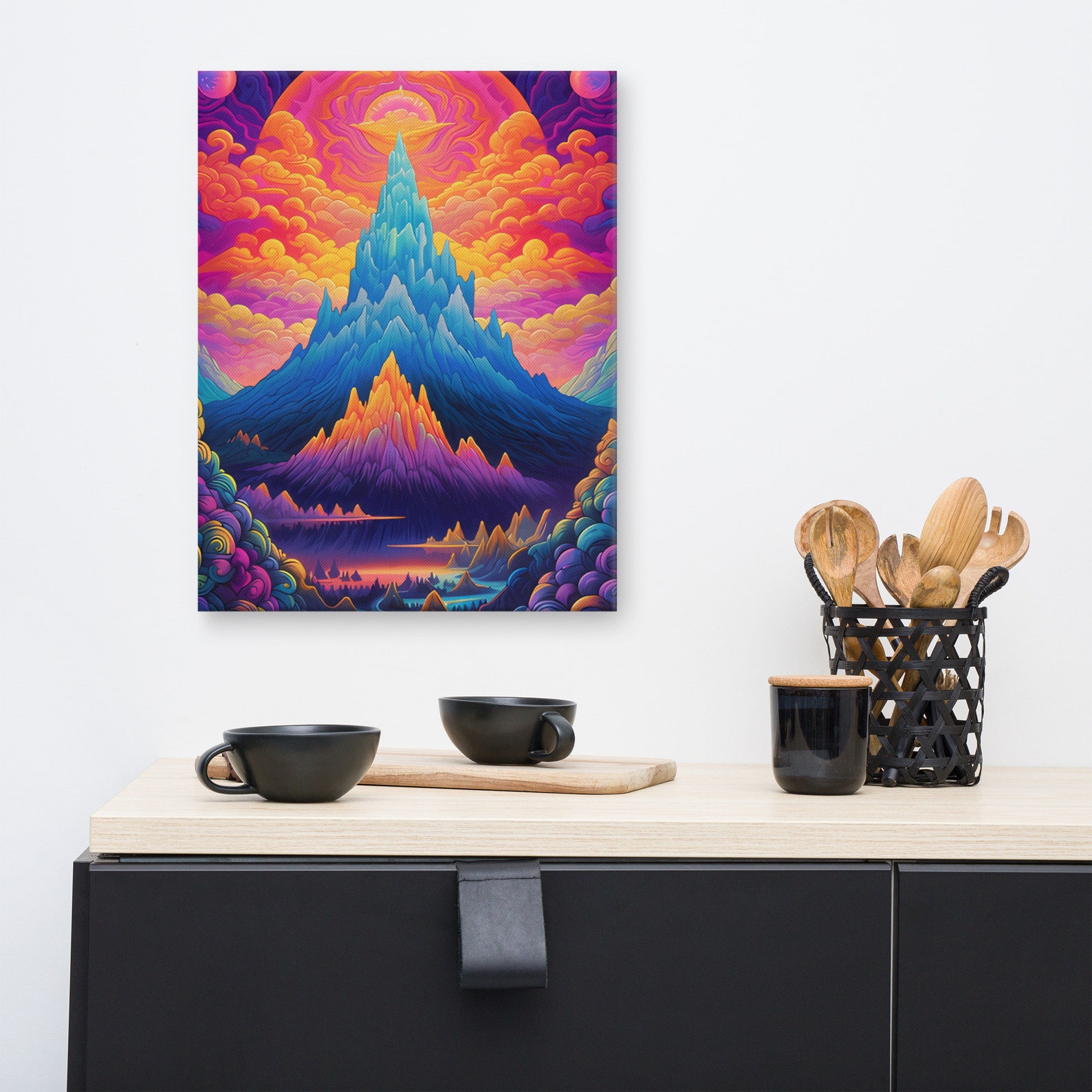 Mountain Canvas Art Trippy Psychedelic Modern Wall Art - Etsy