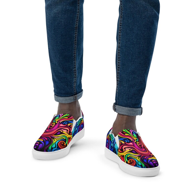 Men’s Slip-on Shoes Trippy Vibrant Colorful Psychedelic Wavy - Etsy