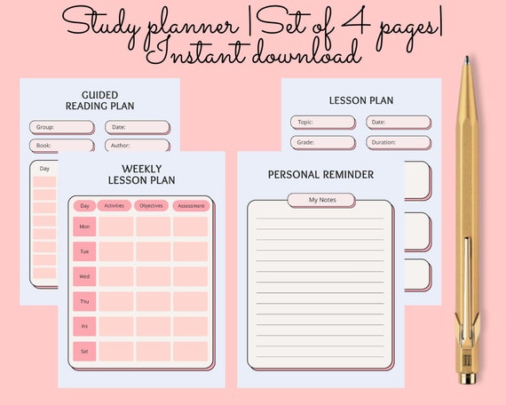 Daily Study Planner Digital Download Work Planner Task - Etsy