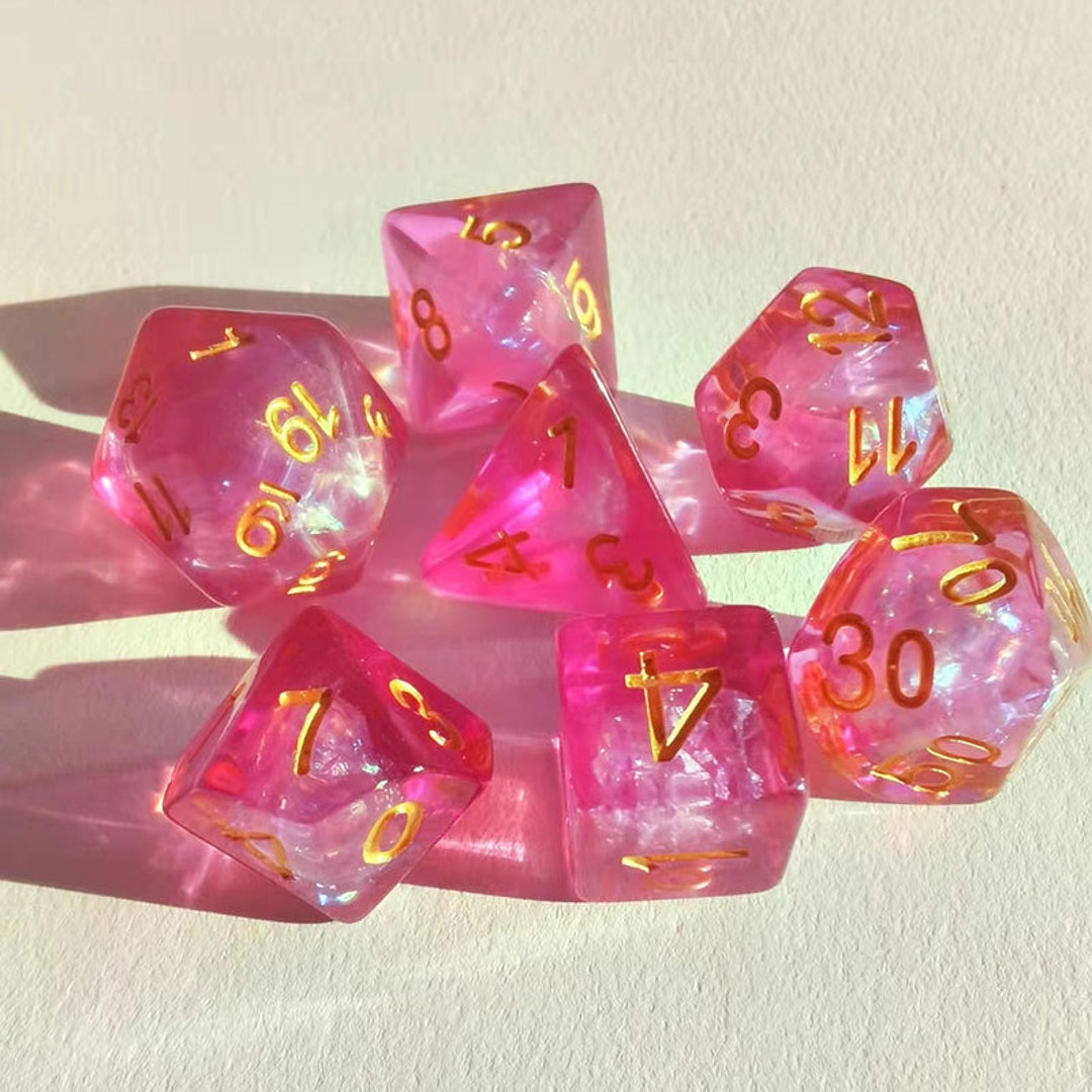 Pink Dnd Dice Set Resin for Role Playing Games Galaxy Sharp - Etsy