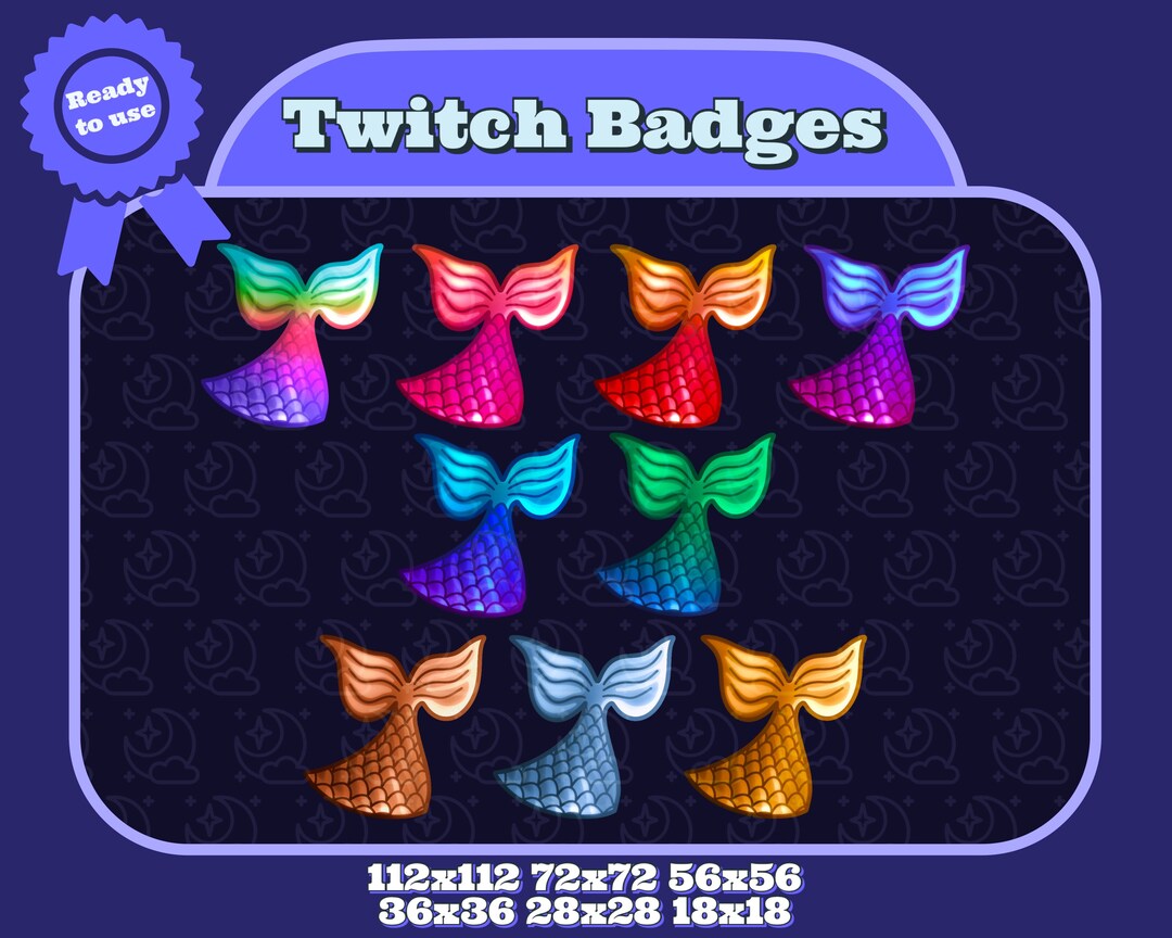 9 Mermaid Tail Badges Mermaid, Fantasy Sub Badges for Twitch and ...