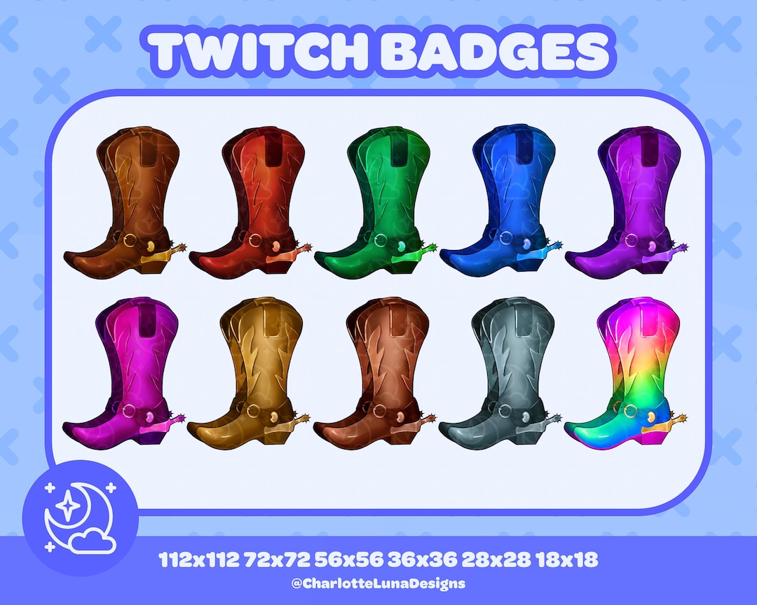 10 Cowboy Boots Badges - Western, Cowboy Sub Badges for Twitch (and ...