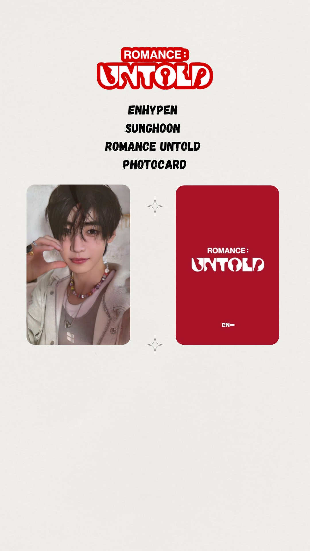Enhypen Sunghoon Romance Untold Photocard - Etsy UK