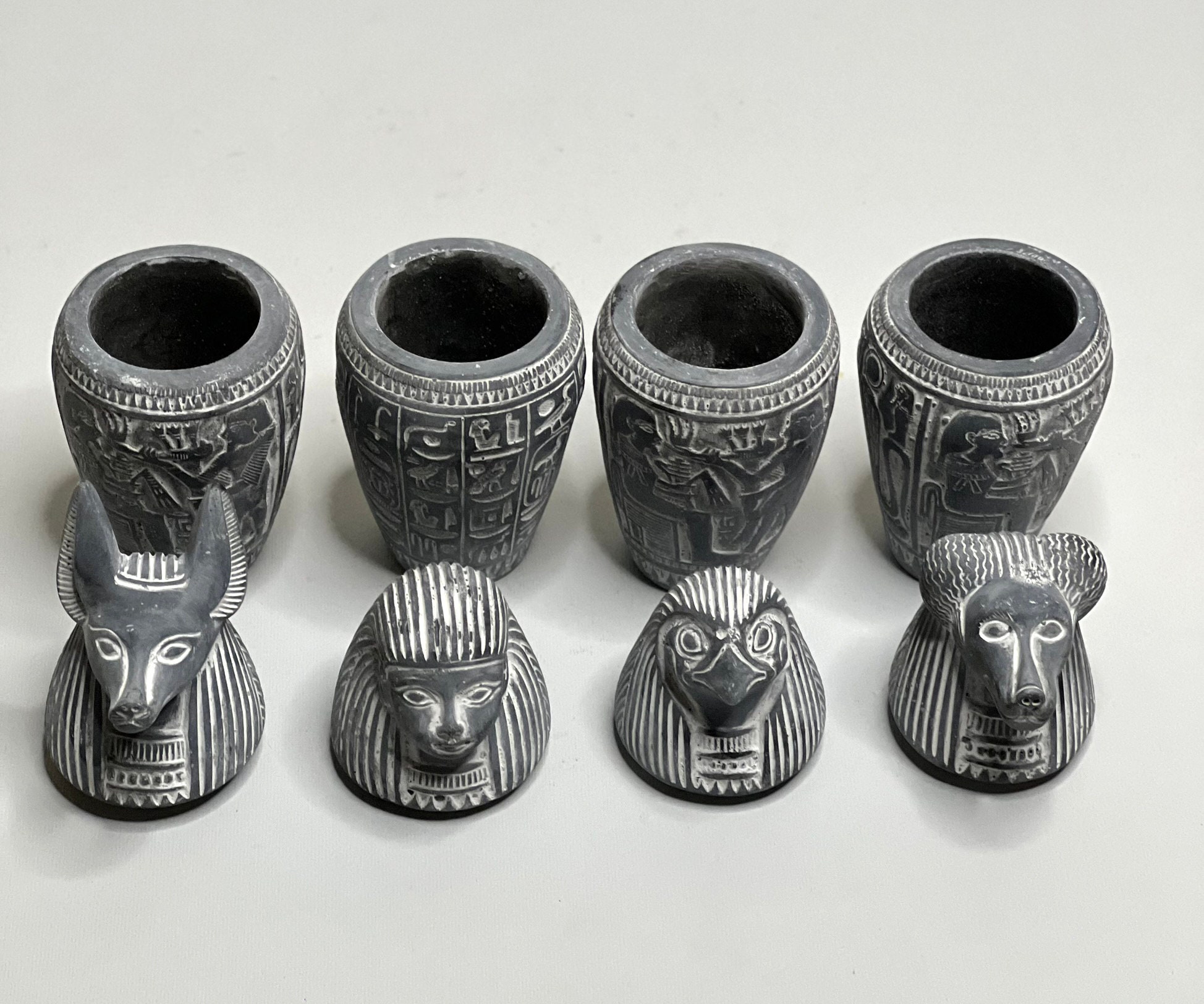 Ancient Egypt 4 Canopic Jars Statues Egyptian Pharaoh Antiques ...