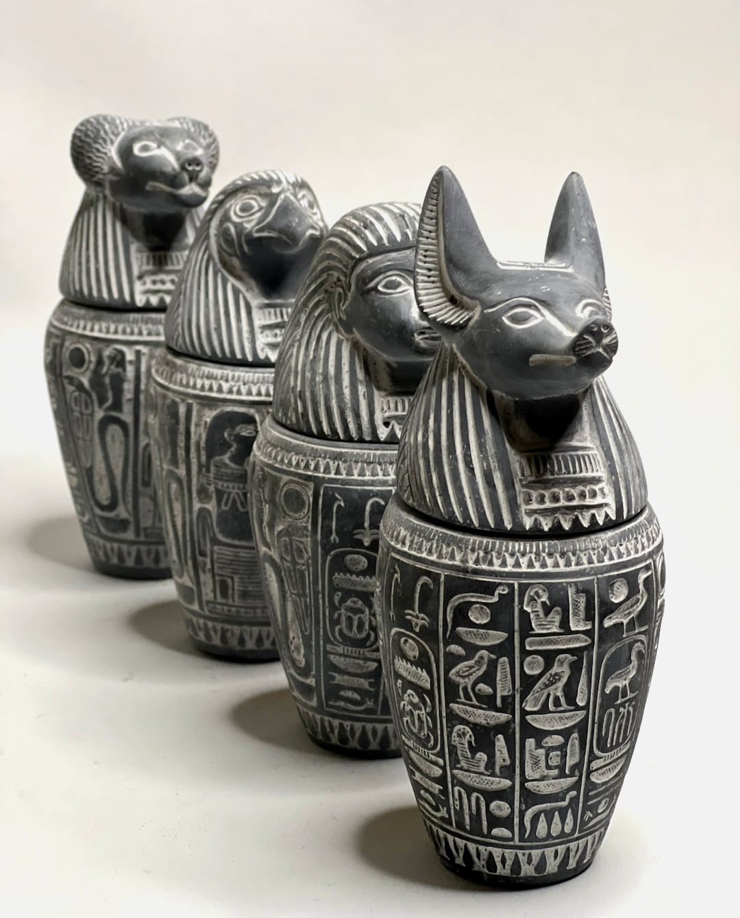 Ancient Egypt 4 Canopic Jars Statues Egyptian Pharaoh Antiques ...