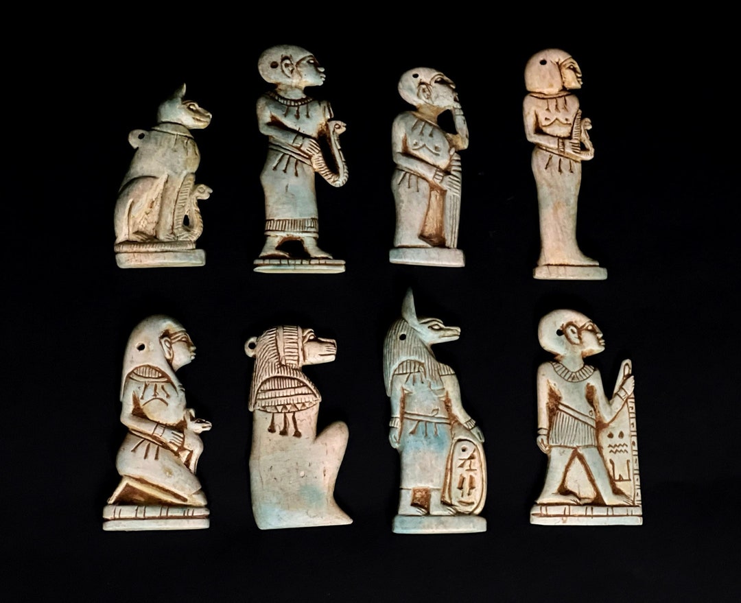 Egyptian Amulets 8 Statue Pharaoh Antiques Ancient Egypt Sculpture ...