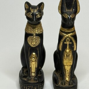 Egyptian God Statue Set: Bastet Cat & Anubis, Basalt Stone Replica - Etsy
