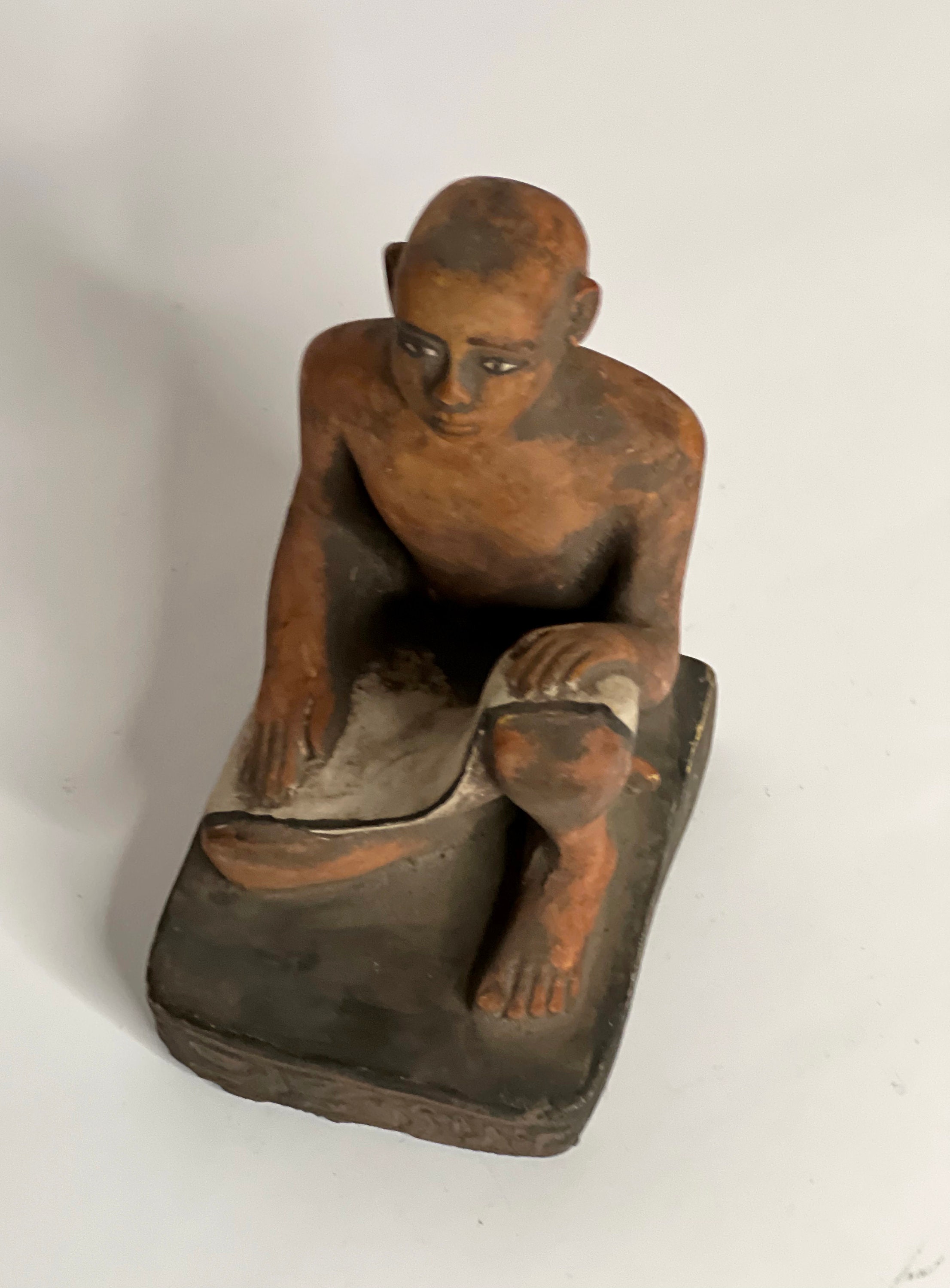 Ancient Egyptian Pharaoh Scribe Sculpture – Handmade Stone Statue ...