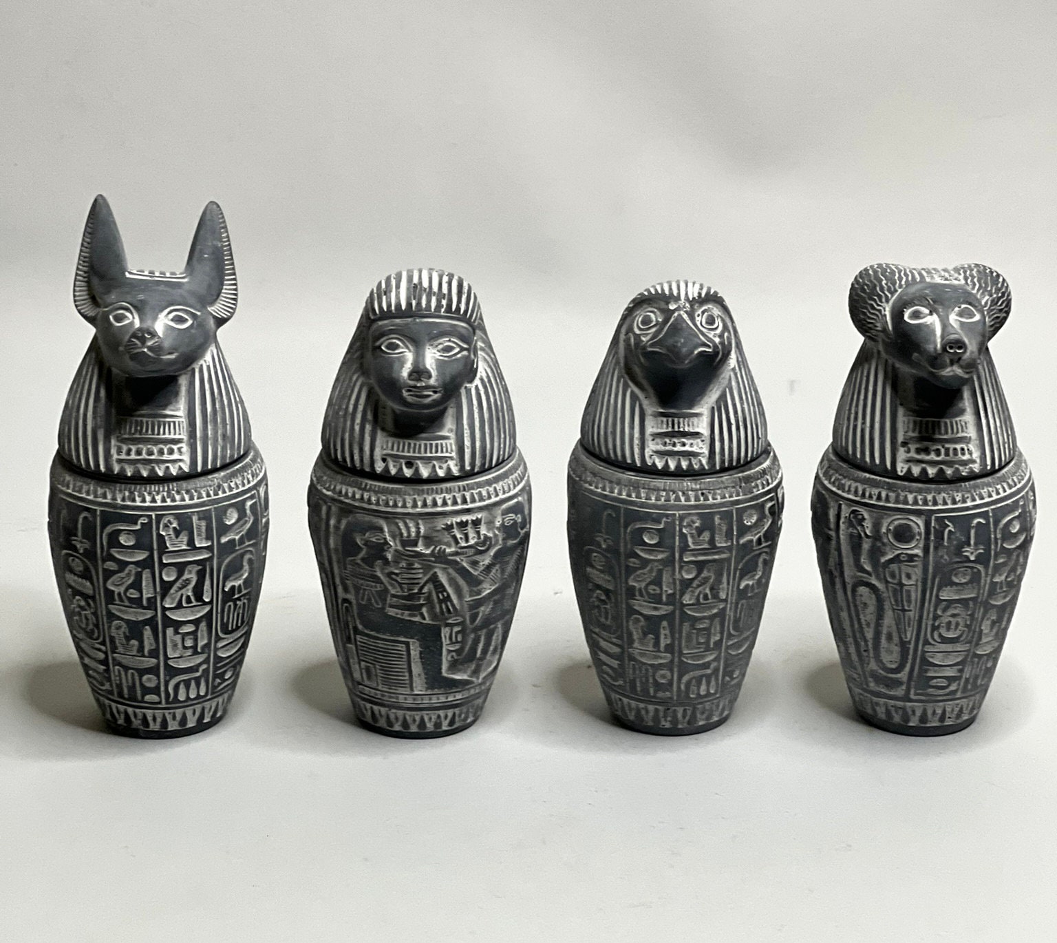 Ancient Egypt 4 Canopic Jars Statues Egyptian Pharaoh Antiques ...